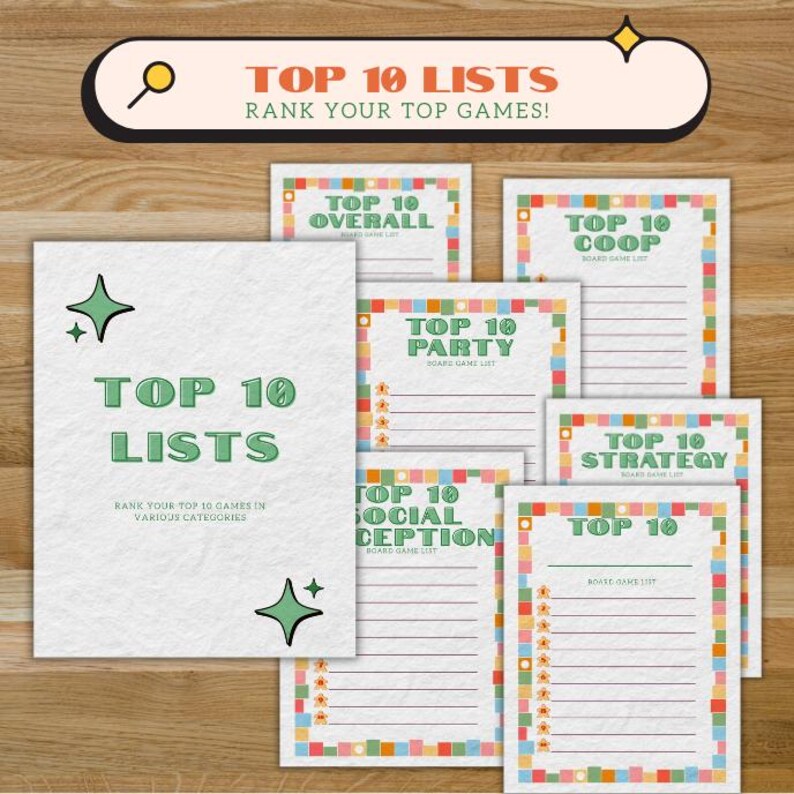 Printable Board Game Log Book, Track & Rank Your Favorite Games ...