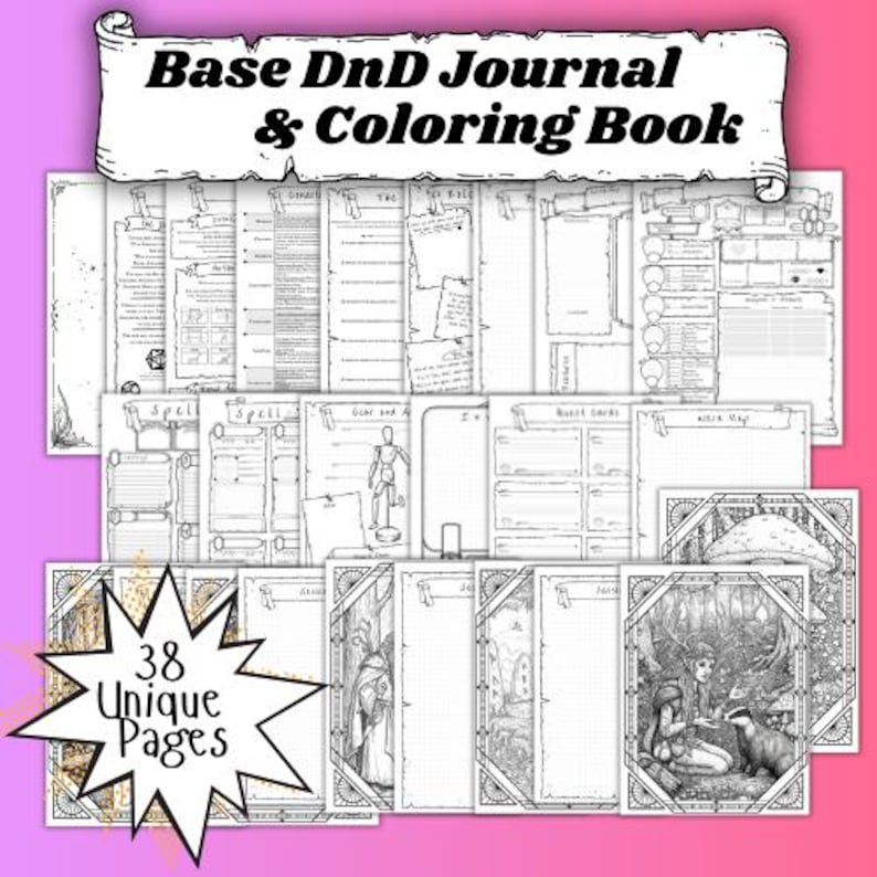 Printable Dnd Campaign Journal & Coloring Book, Dungeons and Dragons ...