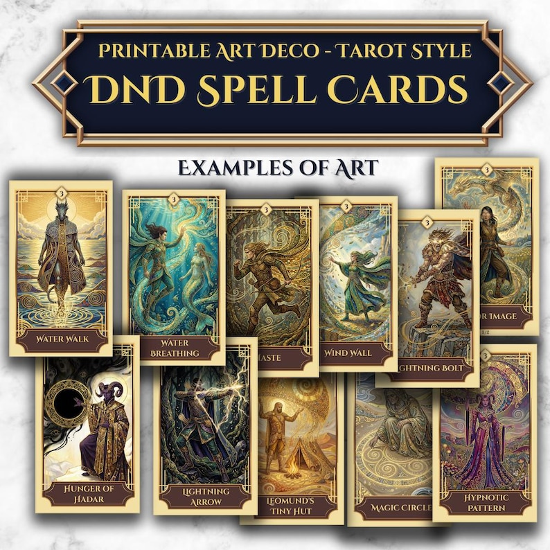 Dnd Spell Cards Printable PDF — 421 Spells / All Classes (tarot Style ...