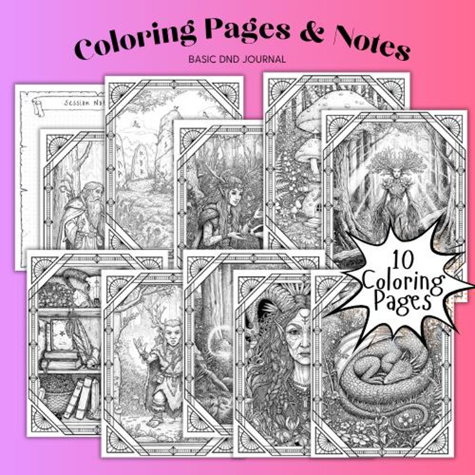 Printable Dnd Campaign Journal & Coloring Book, Dungeons and Dragons ...