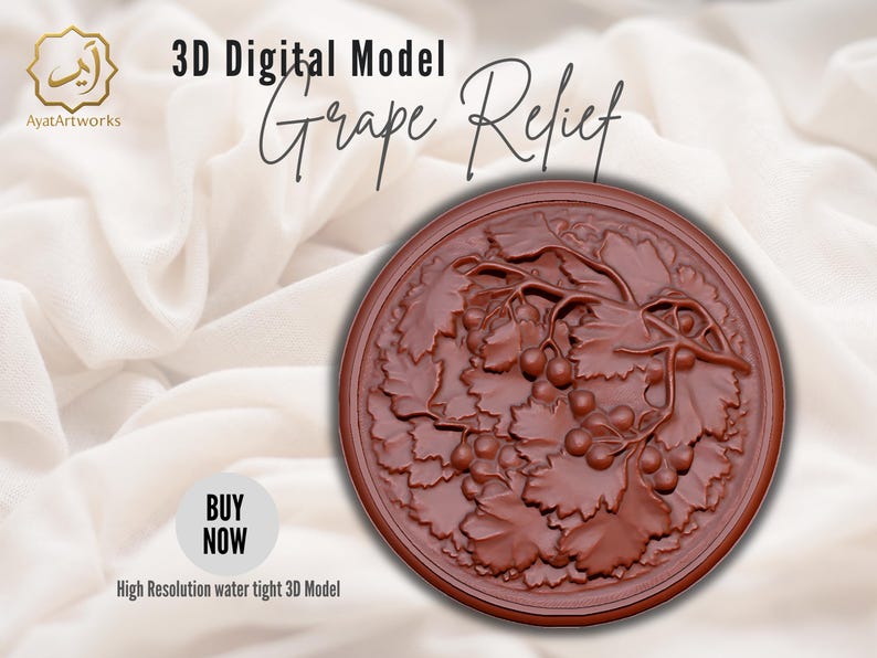 3D Grapes Leaf Relief STL File – CNC & 3D Printing Model | Digital ...