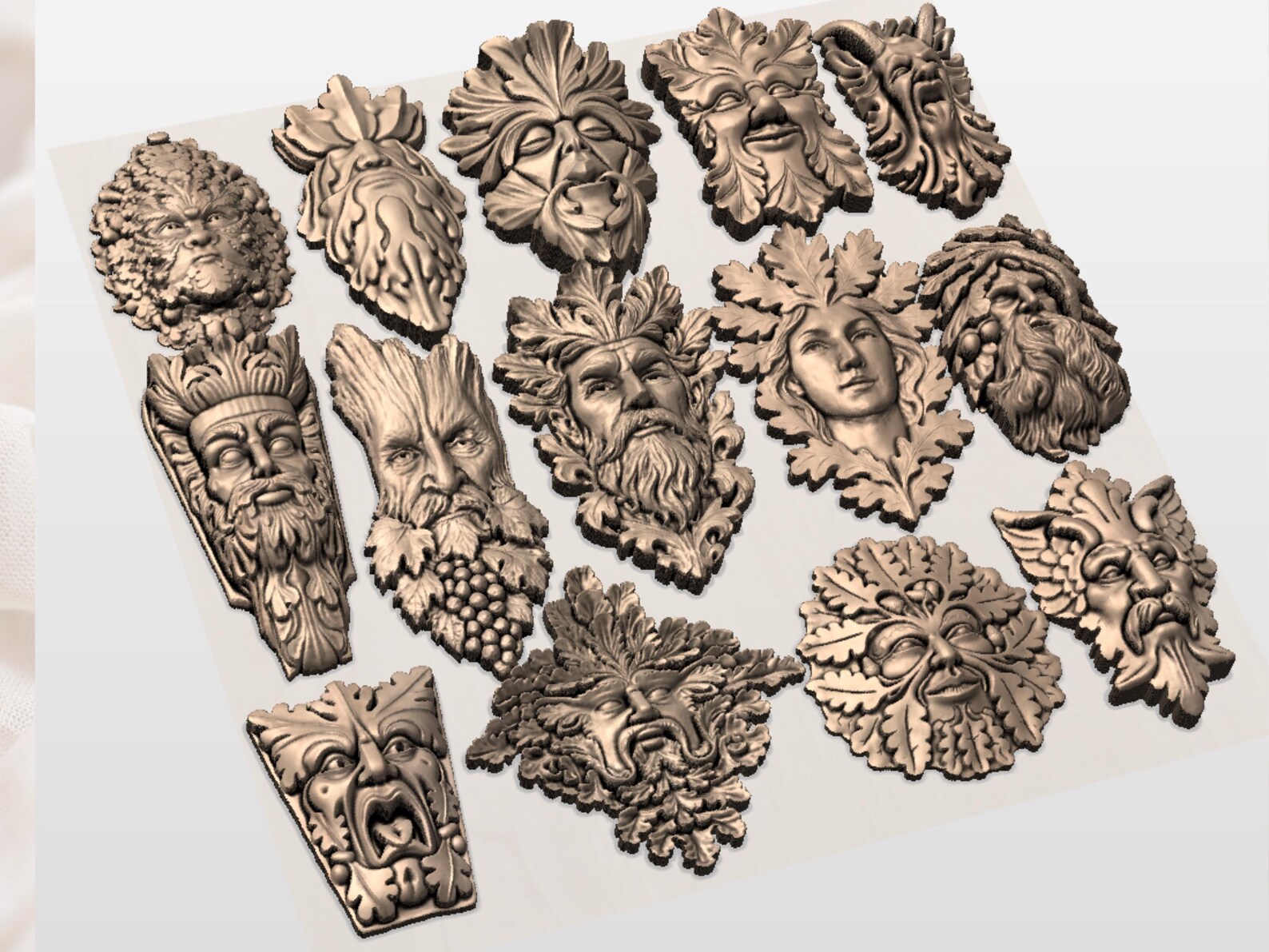 14 Green Man STL Files for CNC & 3D Printing – Pagan Wall Art, Woodland ...