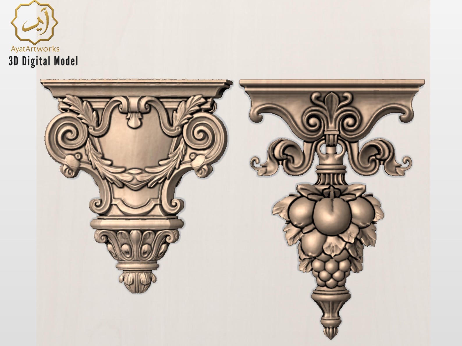 10 Gothic Romanesque Ornament 3D Bundle | Gothic Home Decor | Pacchetto ...