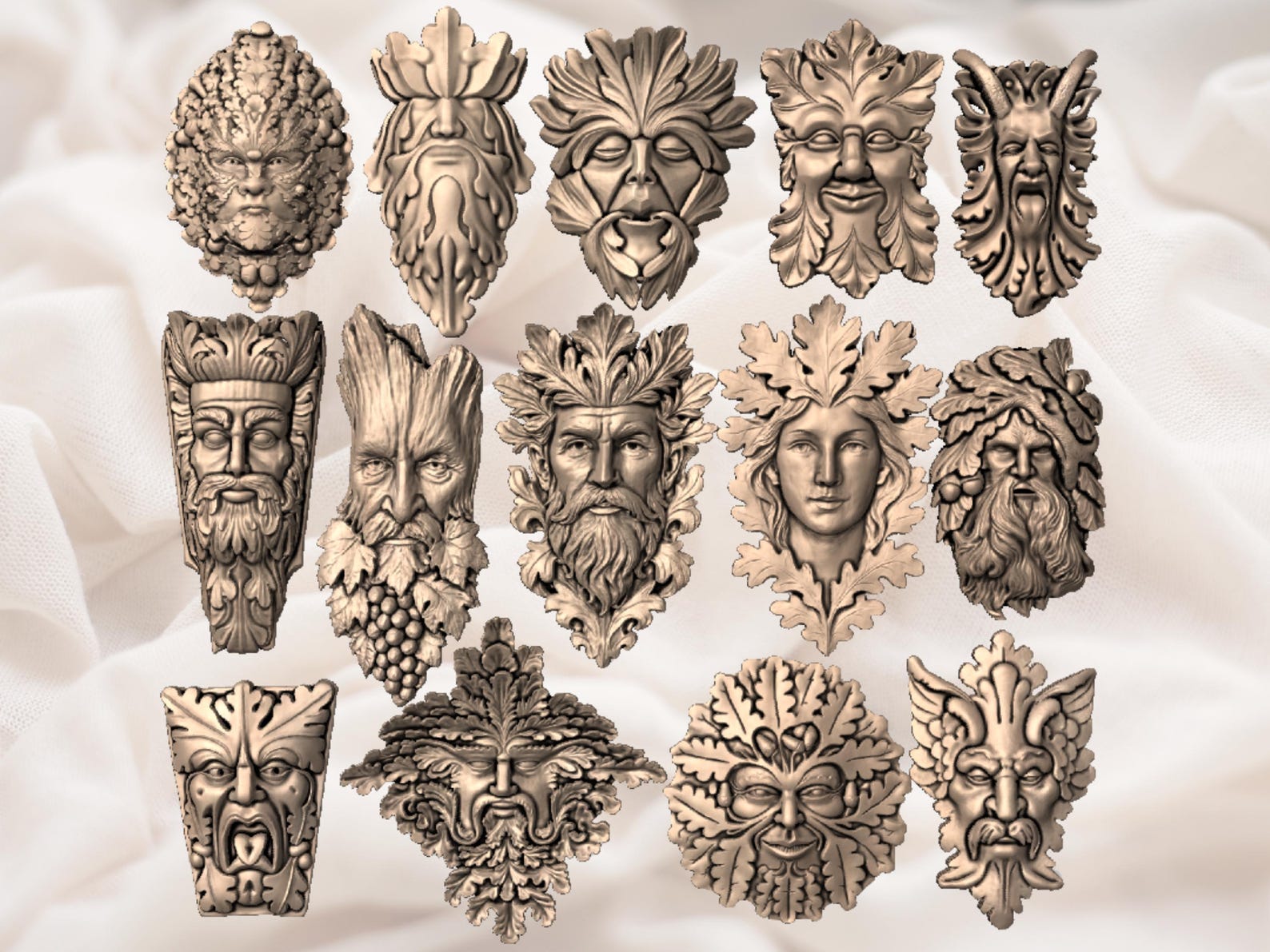 14 Green Man STL Files for CNC & 3D Printing – Pagan Wall Art, Woodland ...