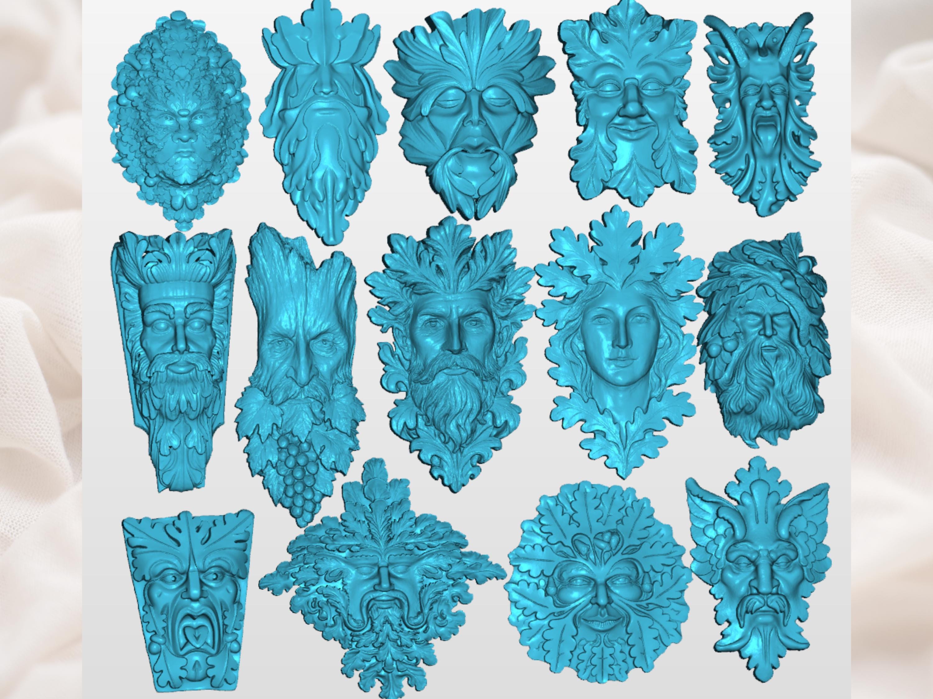 14 Green Man STL Files for CNC & 3D Printing – Pagan Wall Art, Woodland ...