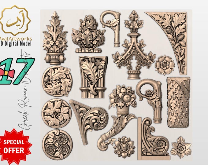 17 Gothic Romanesque 3D Models Bundle | CNC, Laser Engraving, 3D ...