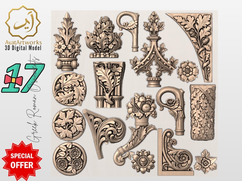 17 Gothic Romanesque 3D Models Bundle | CNC, Laser Engraving, 3D ...