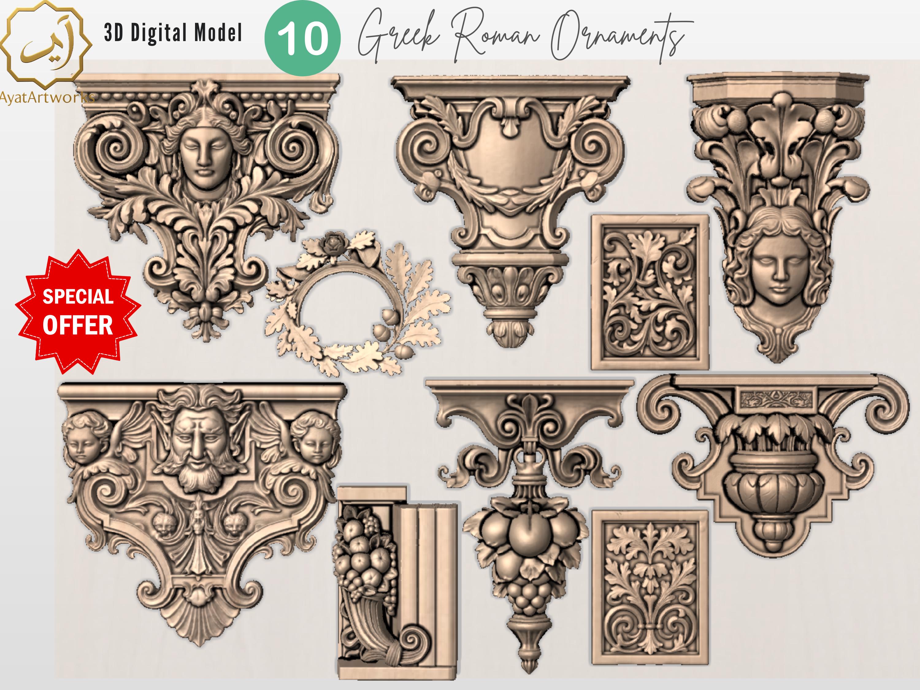 10 Gothic Romanesque Ornament 3D Bundle | Gothic Home Decor | Pacchetto ...