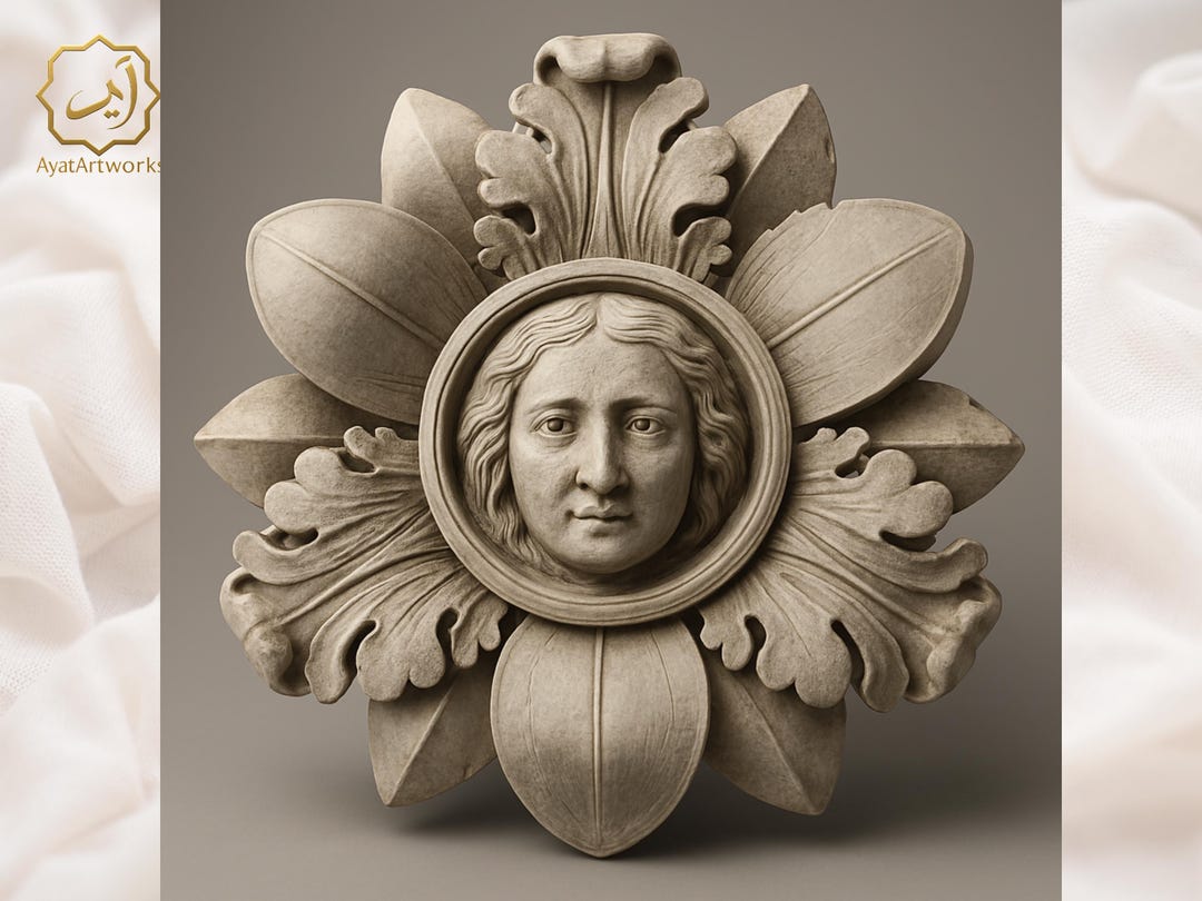 Roman Face Rosette 3D STL Model – Classical Architectural Ornament for ...