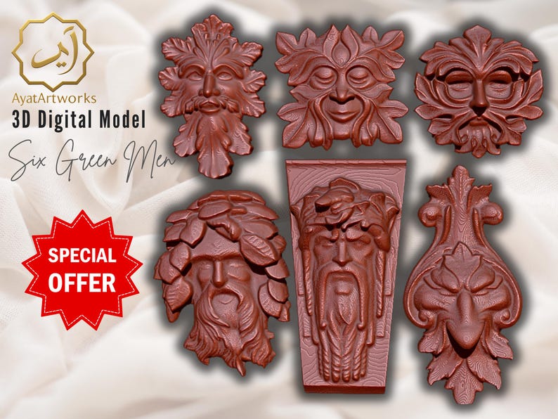 Green Man 3D Model Bundle | 6 Digital Files for CNC & 3D Printing ...