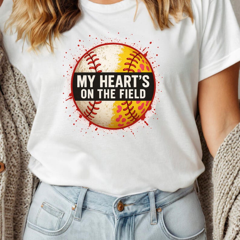 Split Baseball Softball Heart PNG: Distressed Mom Design (digital ...