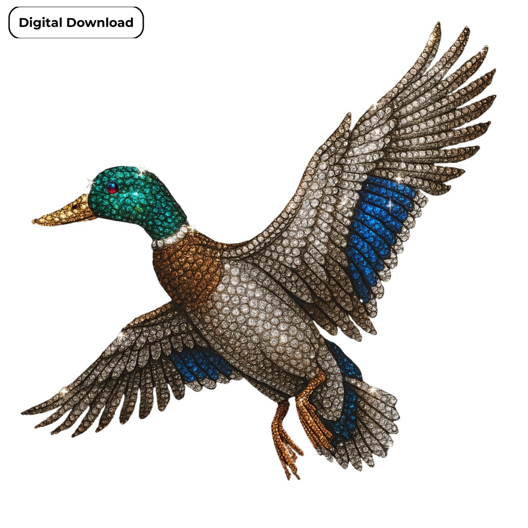 Faux Rhinestone Flying Mallard Duck PNG (digital Download) - Etsy