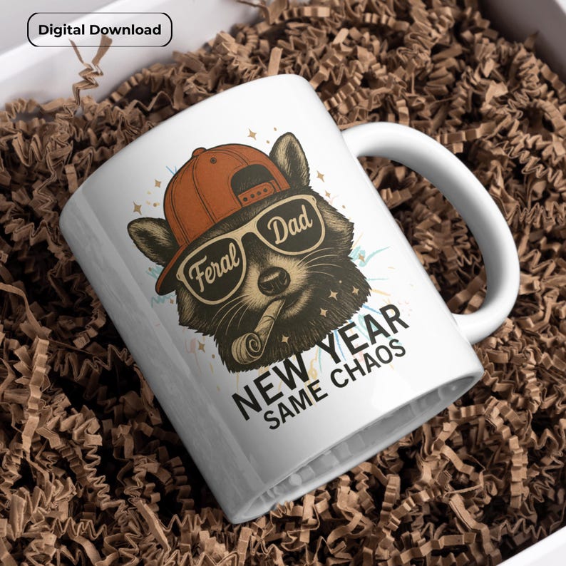 Feral Dad Raccoon PNG: 2026 | New Year Same Chaos | Digital Download - Etsy