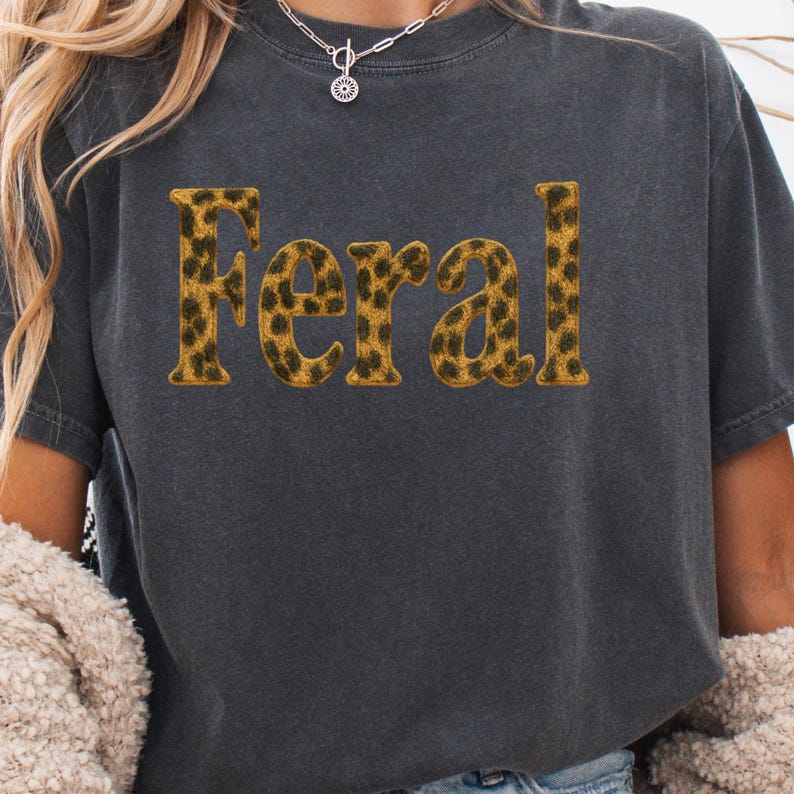 Feral Leopard Print Faux Embroidery PNG: Faux Thread Design (digital ...