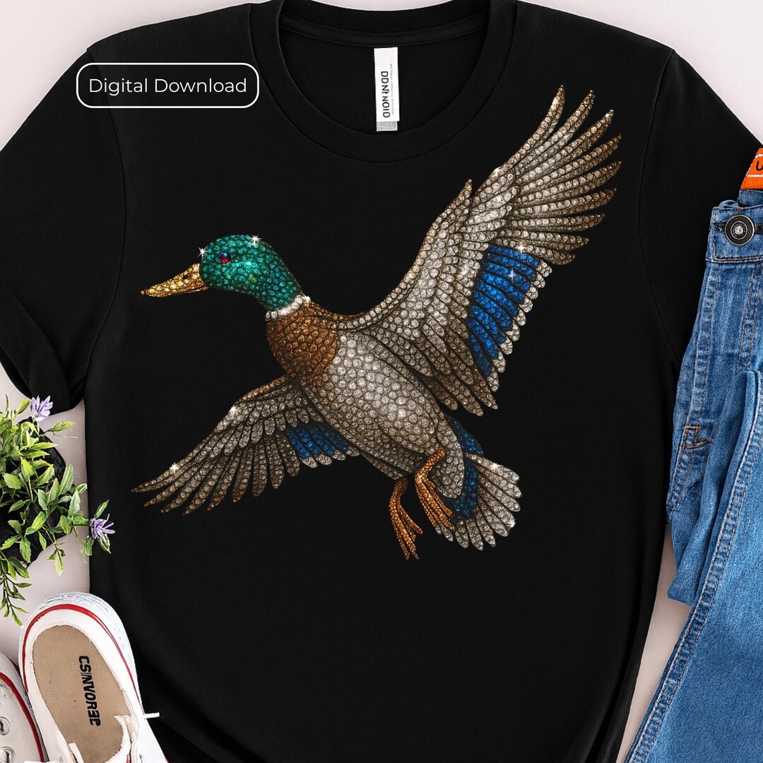 Faux Rhinestone Flying Mallard Duck PNG (digital Download) - Etsy