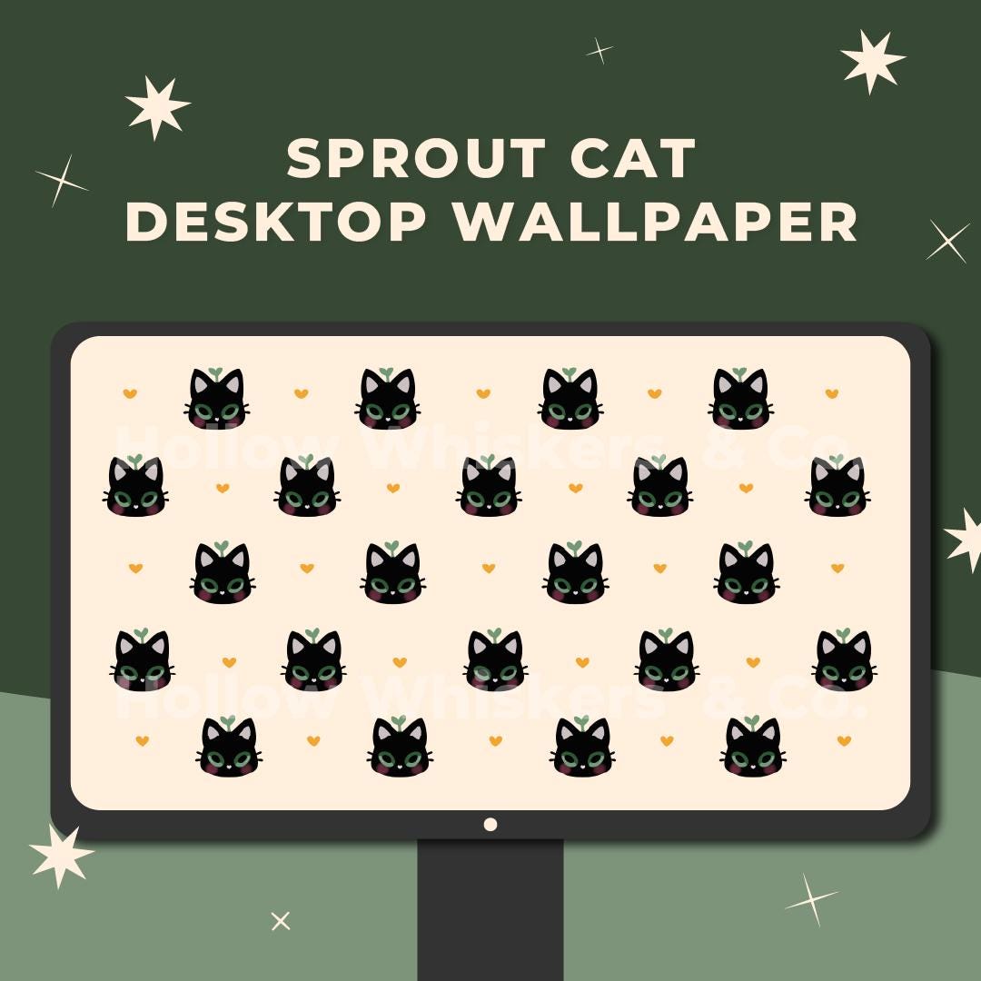 Sprout Cat Desktop Wallpaper - Etsy