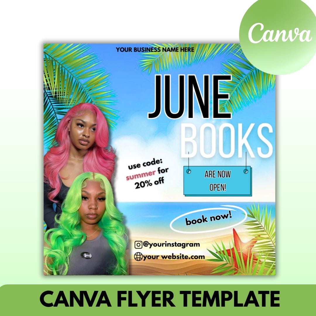 June Flyer Templates, June Booking Templates, Summer Booking Flyers ...