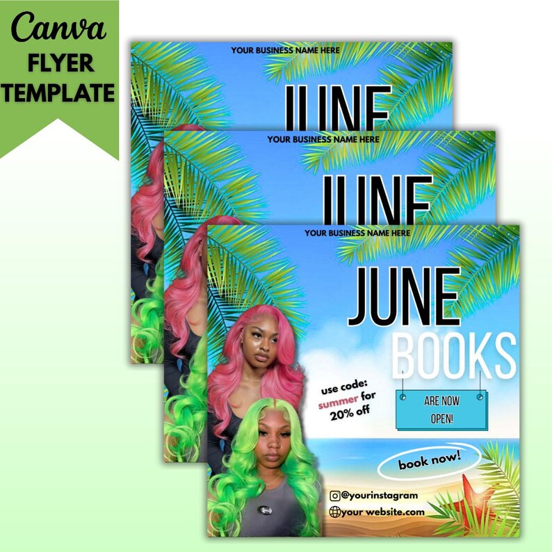 June Flyer Templates, June Booking Templates, Summer Booking Flyers ...