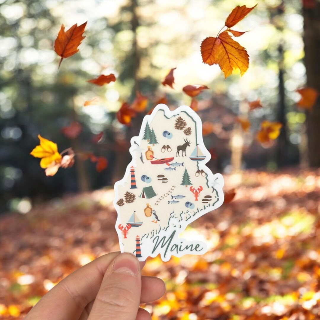 Maine Icons Sticker | State of Maine - Etsy