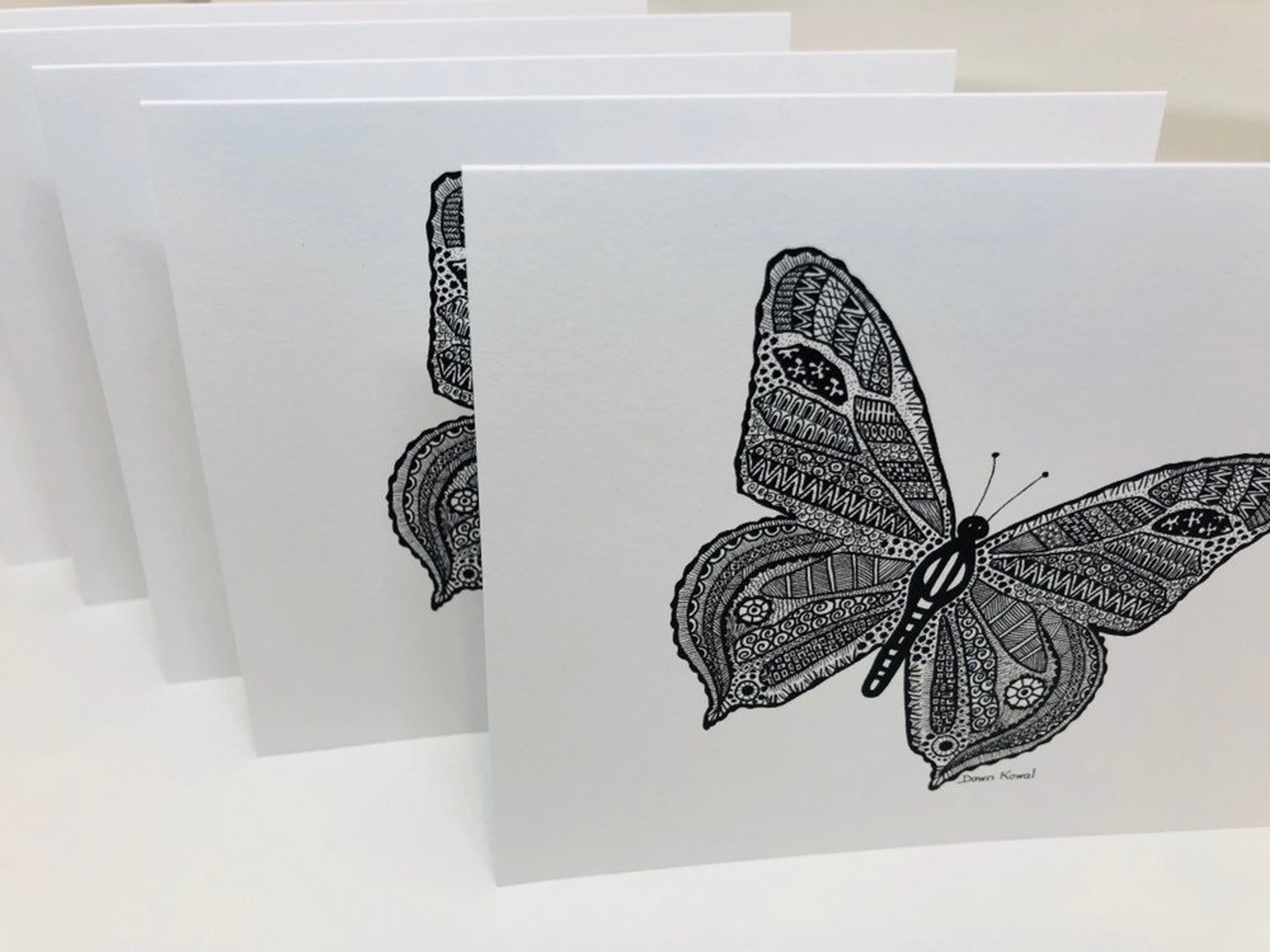 Butterfly Note Cards Black and White Pen and Ink - Etsy