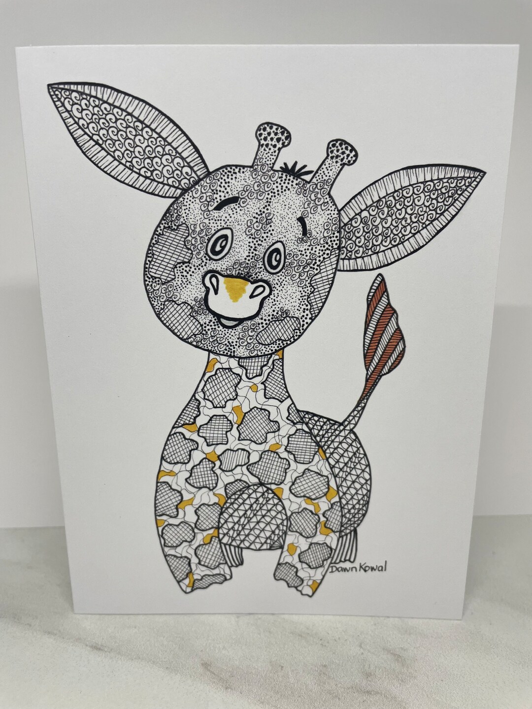 Giraffe Kid Art * Cute Giraffe Lovers * Note Cards * Pen and Ink ...