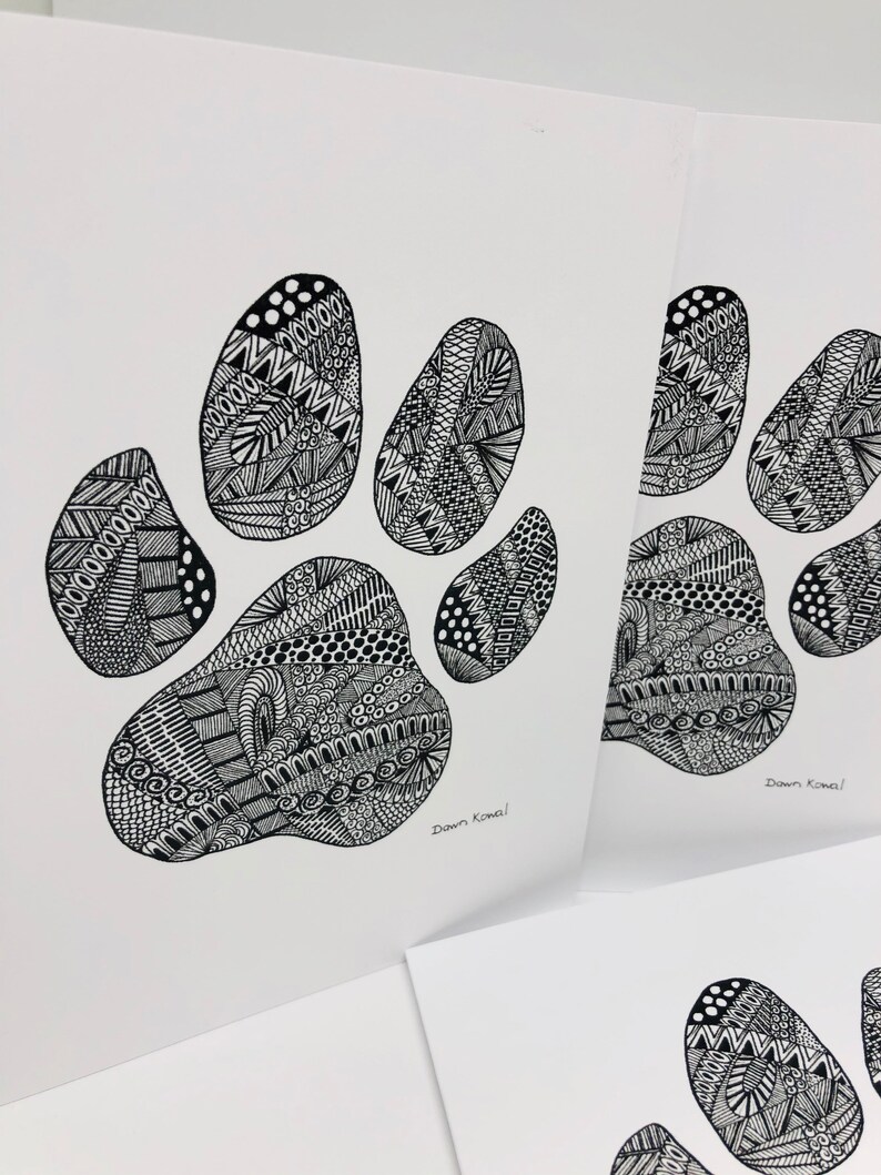 Paw Print Note cards animal lovers mascot unique | Etsy