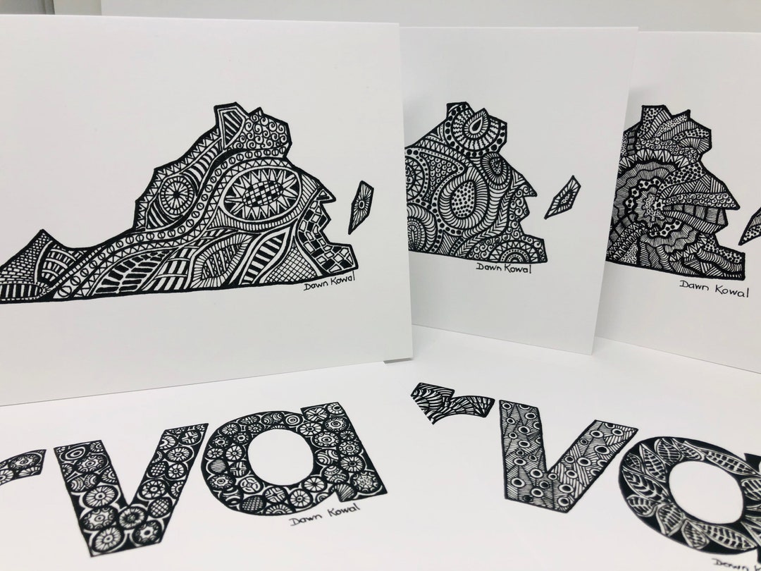 VIRGINIA State Map and RVA Blank Notecards * Each One Different ...