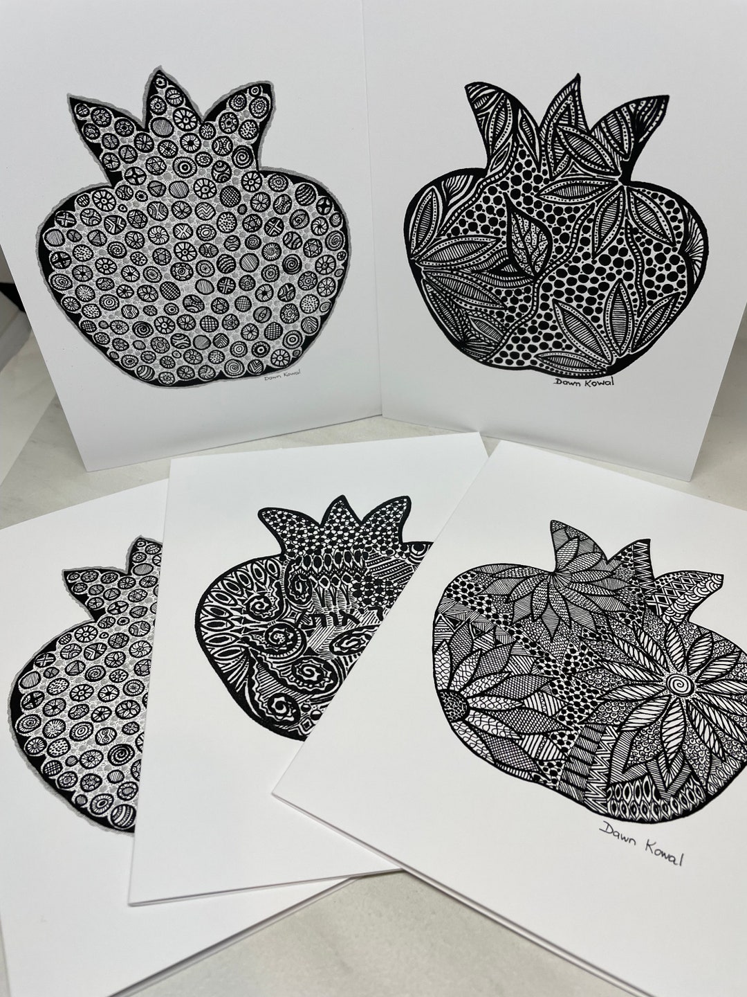 Pomegranate Note Cards * Pen and Ink * Judaic Inspired * Abundance of ...