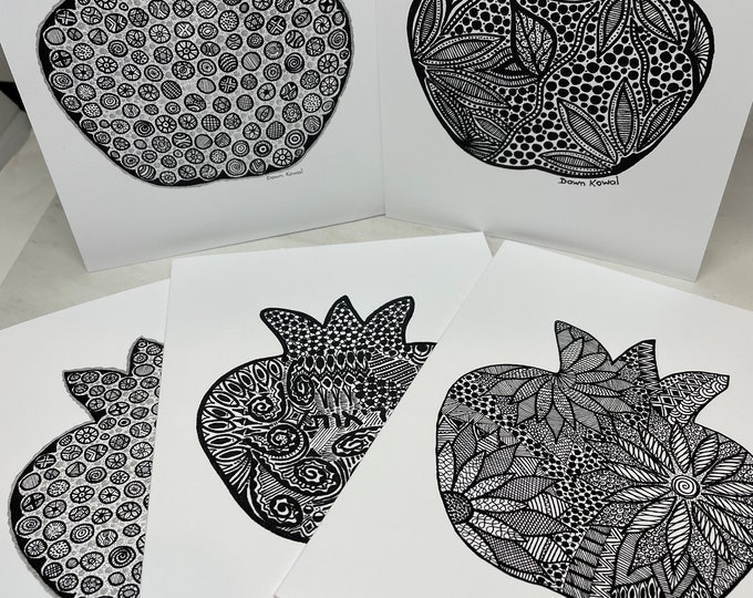Pomegranate Note Cards * Pen and Ink * Judaic Inspired * Abundance of ...