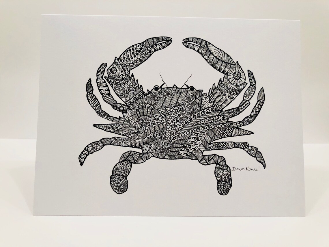 Crab Note Cards 5 Pack Virginia Blue Crab Shape Pen and Ink - Etsy