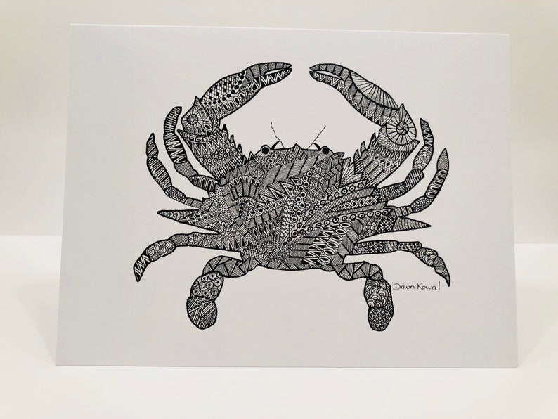 Crab Note Cards 5 Pack Virginia Blue Crab Shape Pen and Ink - Etsy