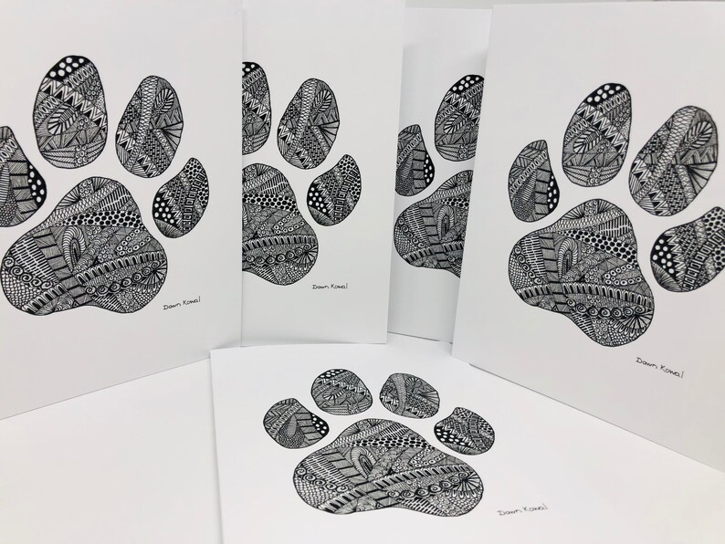 Paw Print Note cards animal lovers mascot unique | Etsy