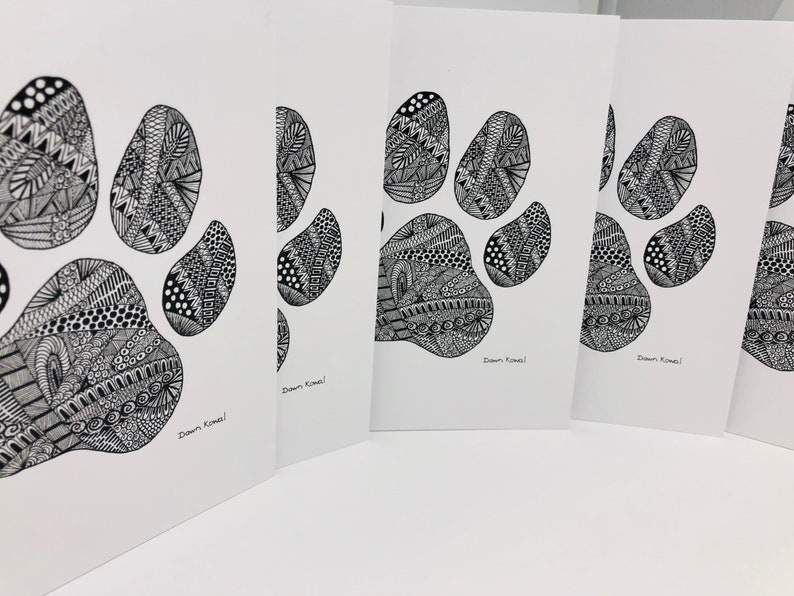 Paw Print Note cards animal lovers mascot unique | Etsy