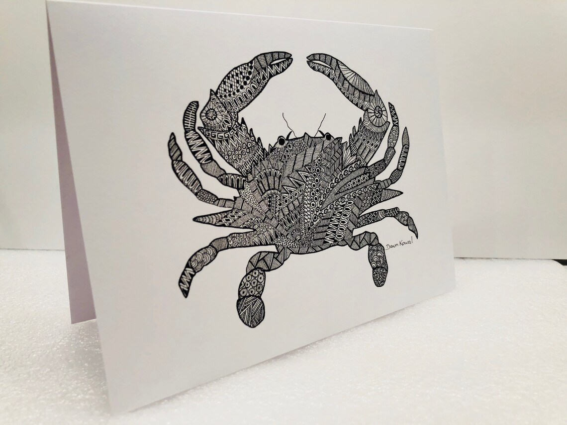 Crab Note Cards 5 Pack Virginia Blue Crab Shape Pen and Ink - Etsy