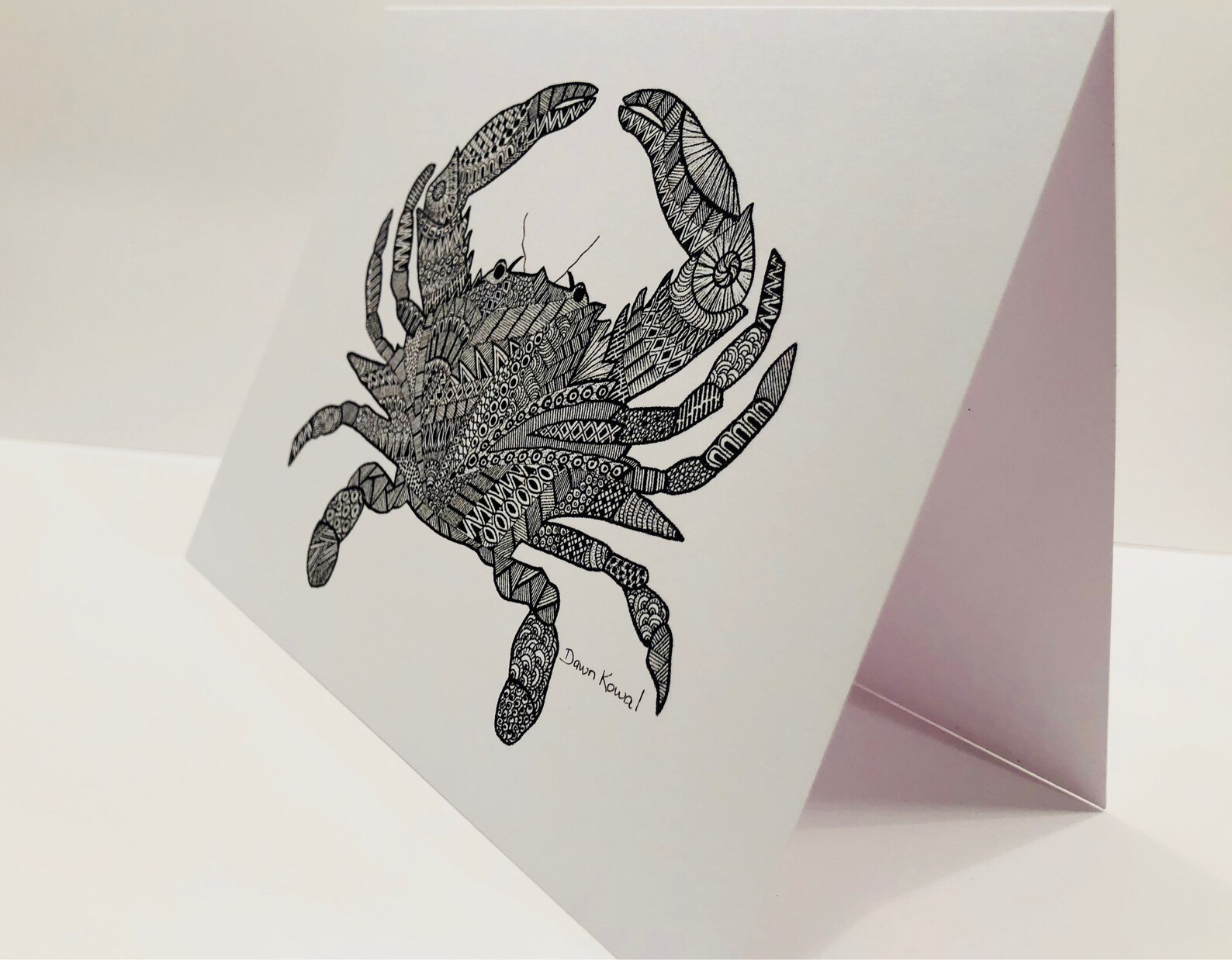 Crab Note Cards 5 Pack Virginia Blue Crab Shape Pen and Ink Original ...