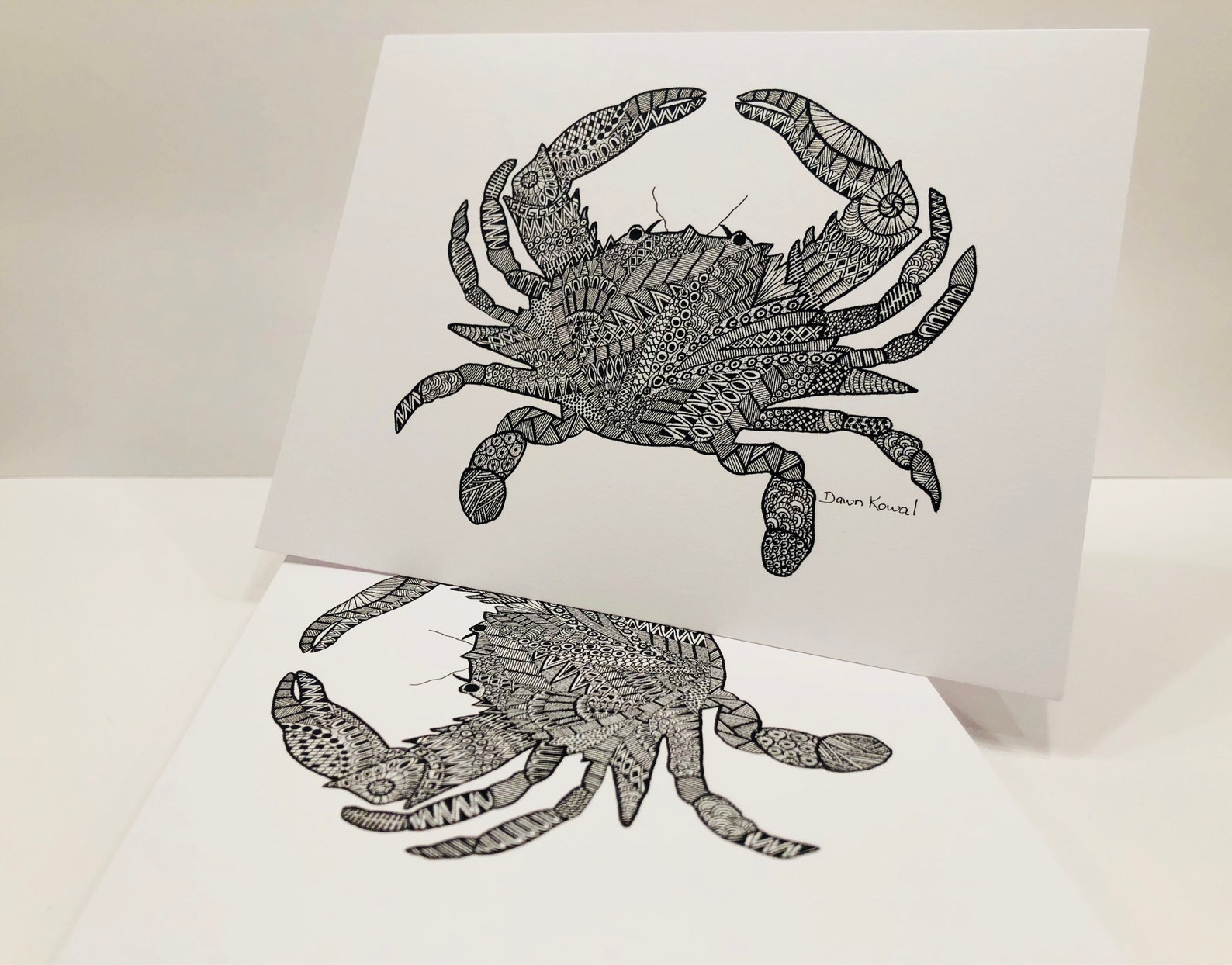 Crab Note Cards 5 Pack Virginia Blue Crab Shape Pen and Ink - Etsy