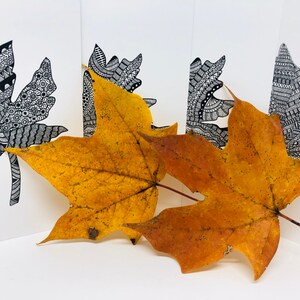 Maple Shape Leaf Notecards * 5 Cards * 3 Designs * Original Art Work ...