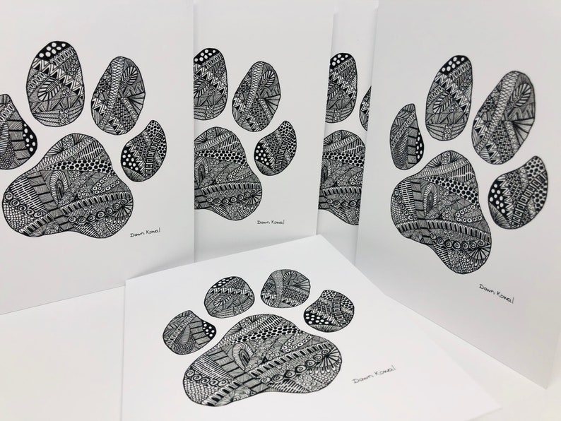 Paw Print Note cards animal lovers mascot unique | Etsy