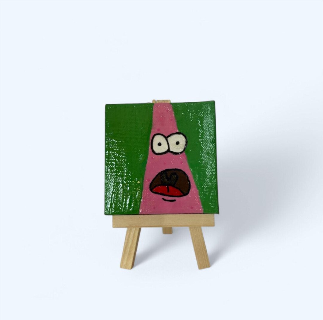 Mini Painting of Patrick Star 3 by 3 (easel Not Included) - Etsy