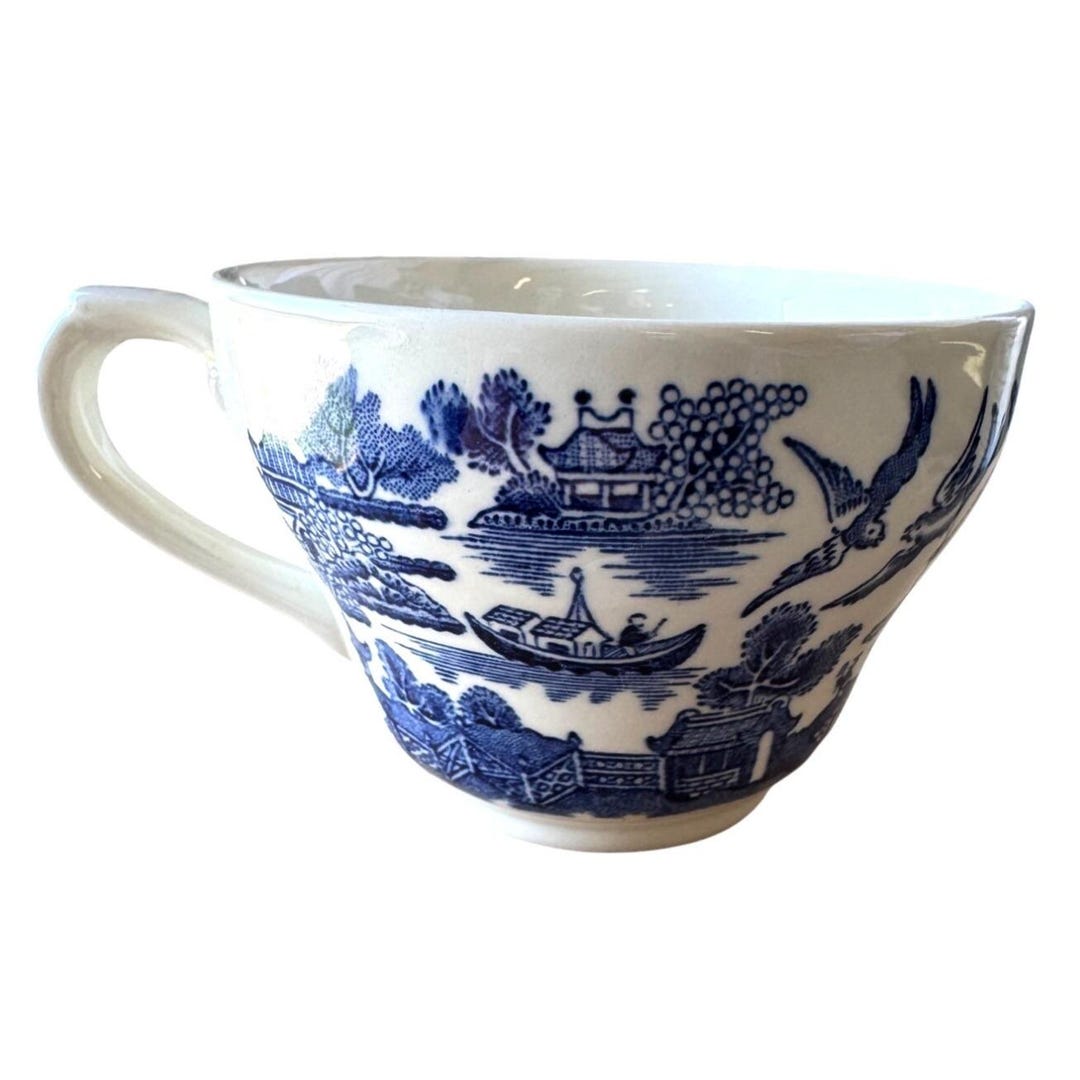 Churchill Blue Willow Tea Cups Set of 6, 6oz, England, Porcelain China ...