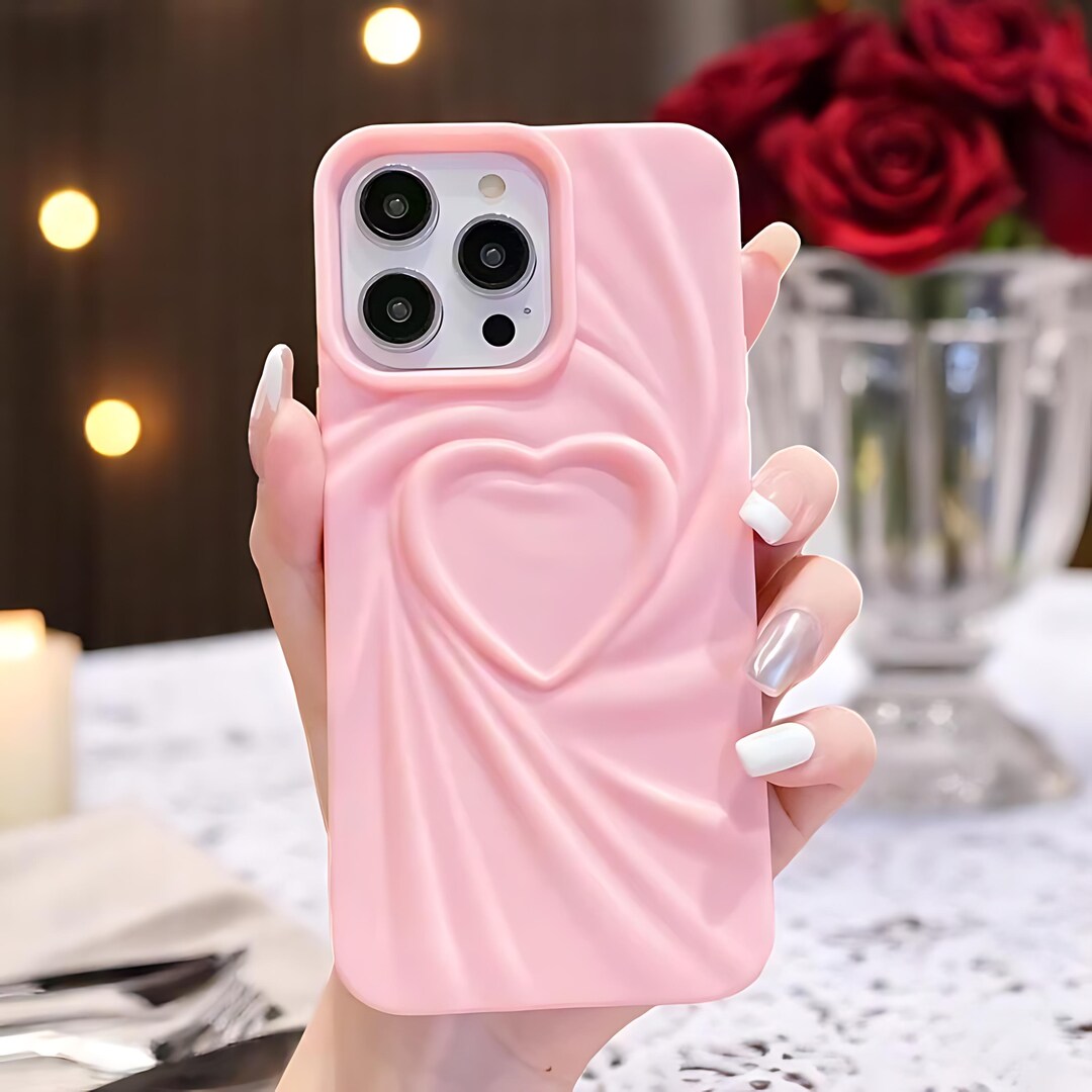 3D Love Heart iPhone Case: Soft Matte Silicone, Geometric Design - Etsy