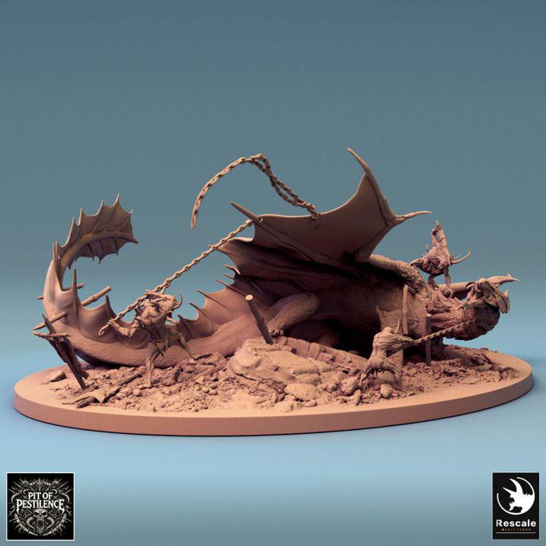 Brass Dragon Battle Diorama Miniature (colossal) | Rescale Miniatures ...