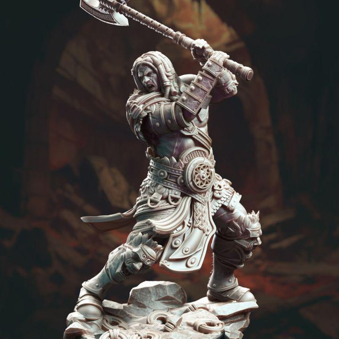 Goliath Barbarian Knight Miniature | Dnd RPG Tabletop Figure | Dungeons ...