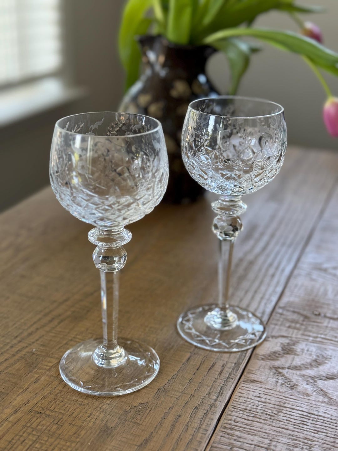 Vintage Rogaska Gallia Hock Wine Glasses – Set of 2, Lead Crystal White ...