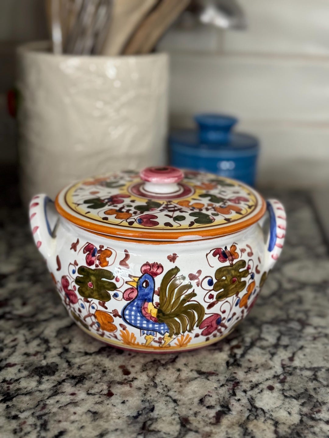 Vintage Cama Deruta Rooster Bowl With Lid: 6” Hand-painted Italian ...