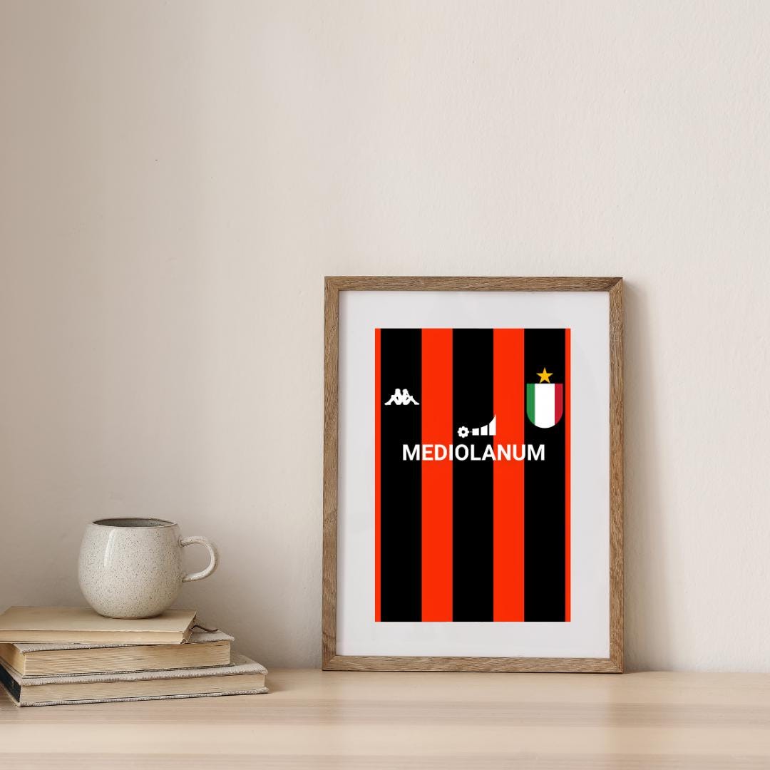 Retro Football Shirt - AC Milan 88-90 Home Kit - Digital Print # ...