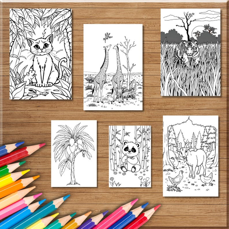 10 Cute Animal Coloring Pages, Zoo, Farm, Forest, Sea Creatures ...