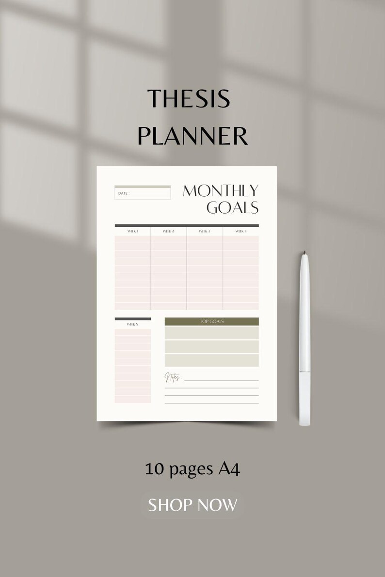 Thesis Planner Printable, Research Project Organizer PDF, Academic ...
