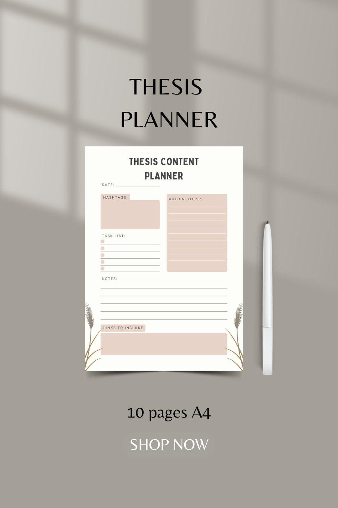 Thesis Planner Printable, Research Project Organizer PDF, Academic ...