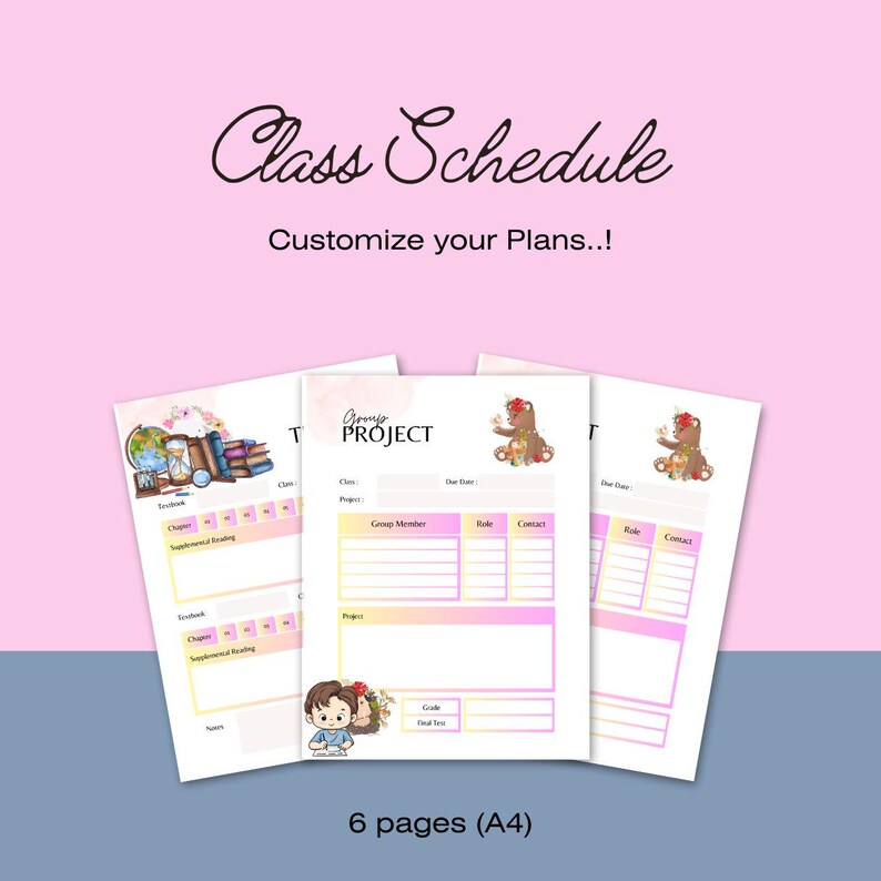 Class Schedule Printable PDF, Weekly School Timetable Template, Student ...
